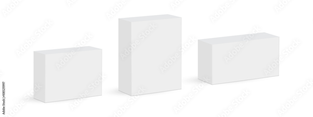Blank Small Paper Packaging Rectangular Boxes Mockups, Isolated On ...