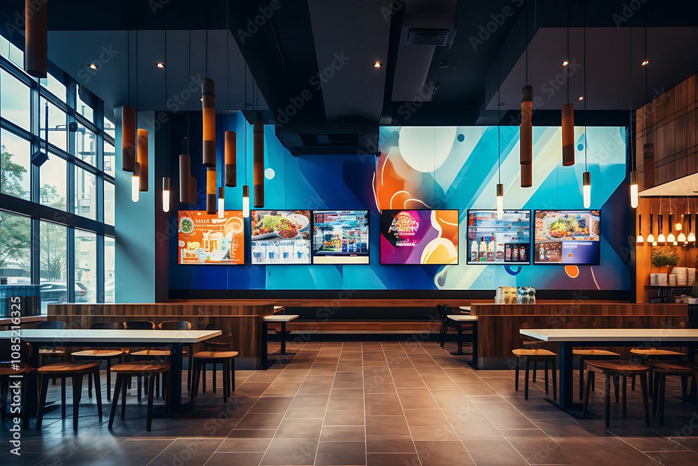 Modern Restaurant Design with Interactive Digital Signage Screens for ...