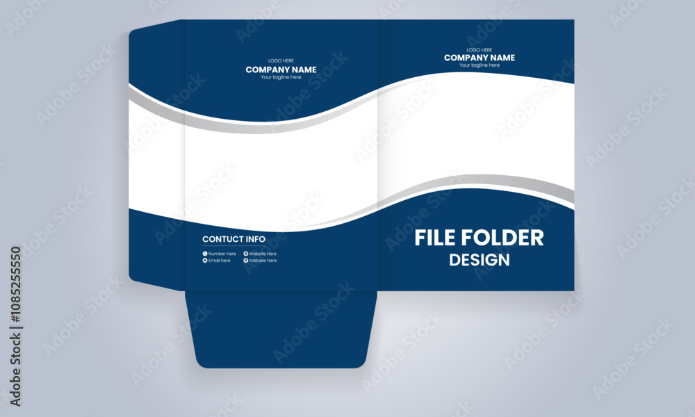 Business presentation folder template for corporate office with blue ...