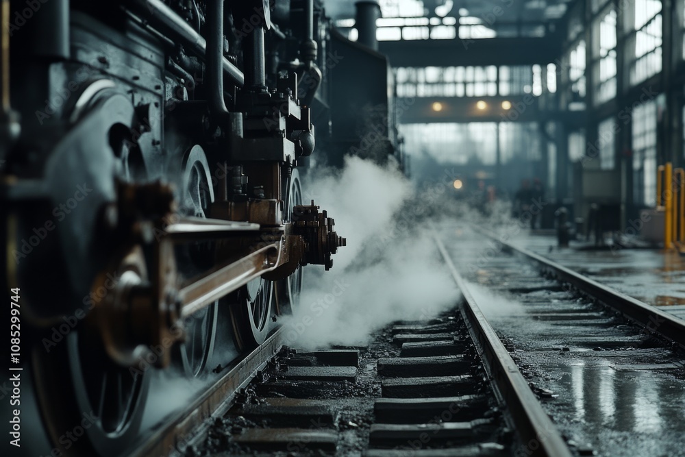 Steam billows around a vintage locomotive, capturing the drama and ...