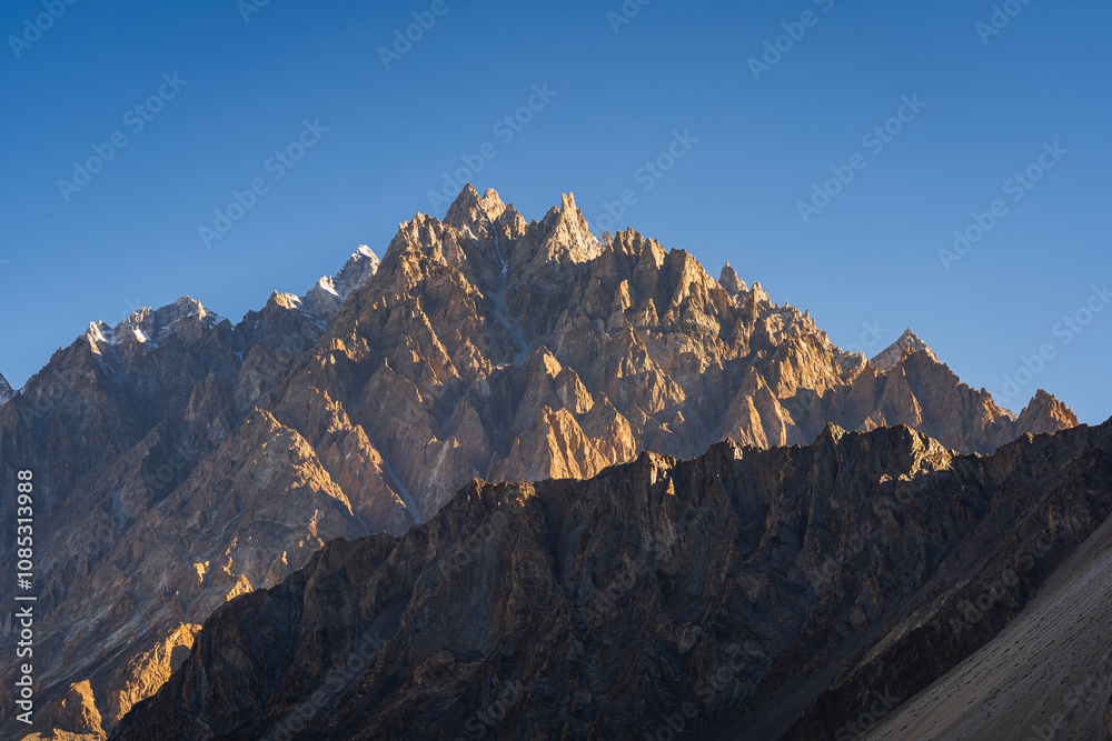 Scenic landscape view of Tupopdan peak aka Passu cathedral or Passu ...