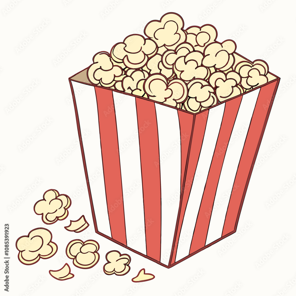Hand Drawn Popcorn Cartoon Vector Illustration, Popcorn clipart ...