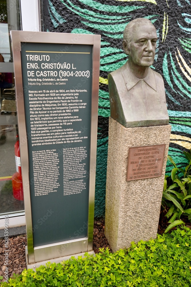 Statue of Engineer Cristovao L De Castro (1904-2002) on Sugarloaf ...