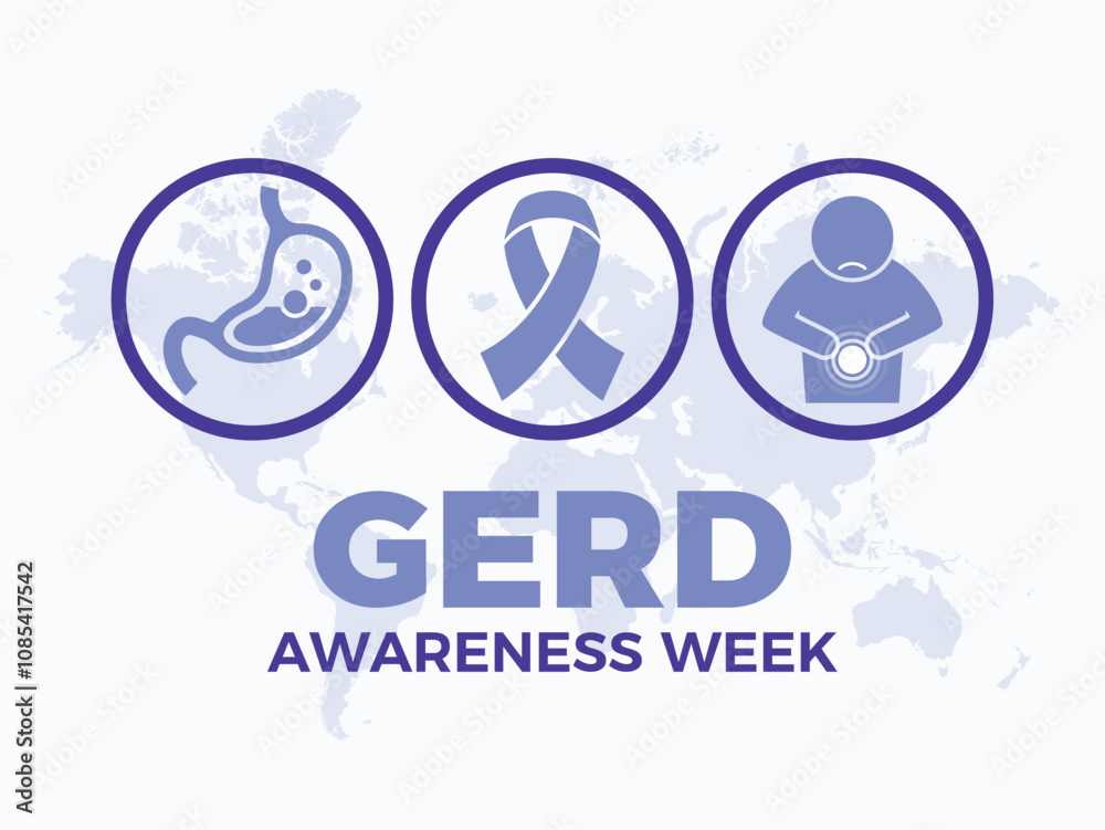 GERD Awareness Week poster vector illustration. Periwinkle awareness ...