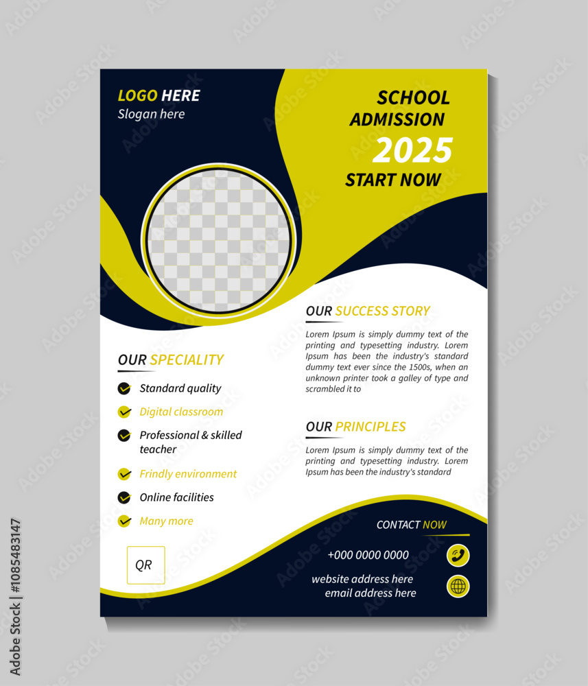 2025 new students school admission announcement flyer design template ...