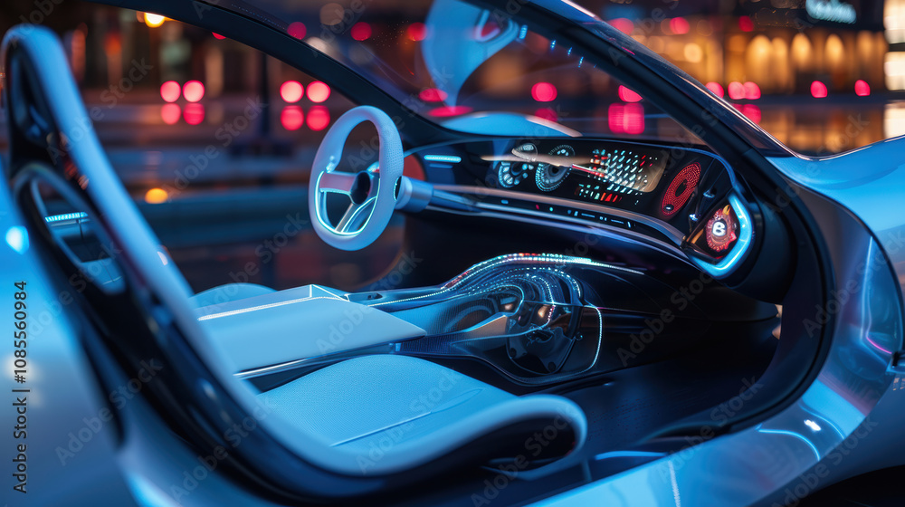 Futuristic Electric Car Interior with Eco-Friendly, Tech-Forward ...