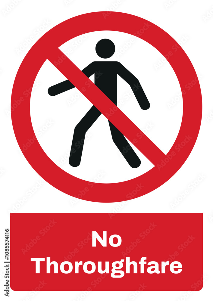 ISO prohibition safety signs sentence case text_no thoroughfare ...