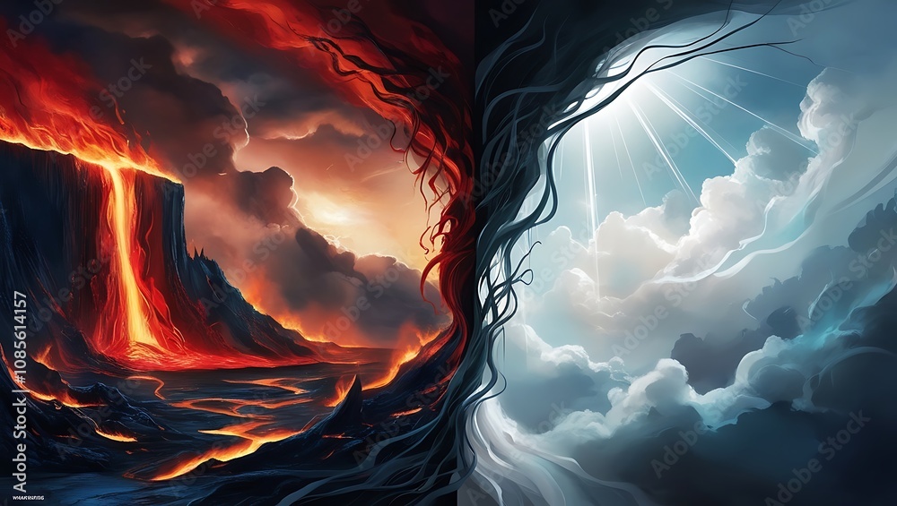 versus wallpaper, heaven and hell, good vs evil, light and darkness ...