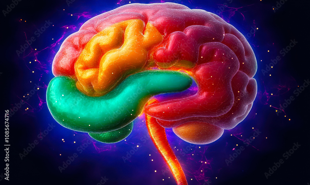 Detailed Illustration of Basal Ganglia Anatomy in Human Brain ...