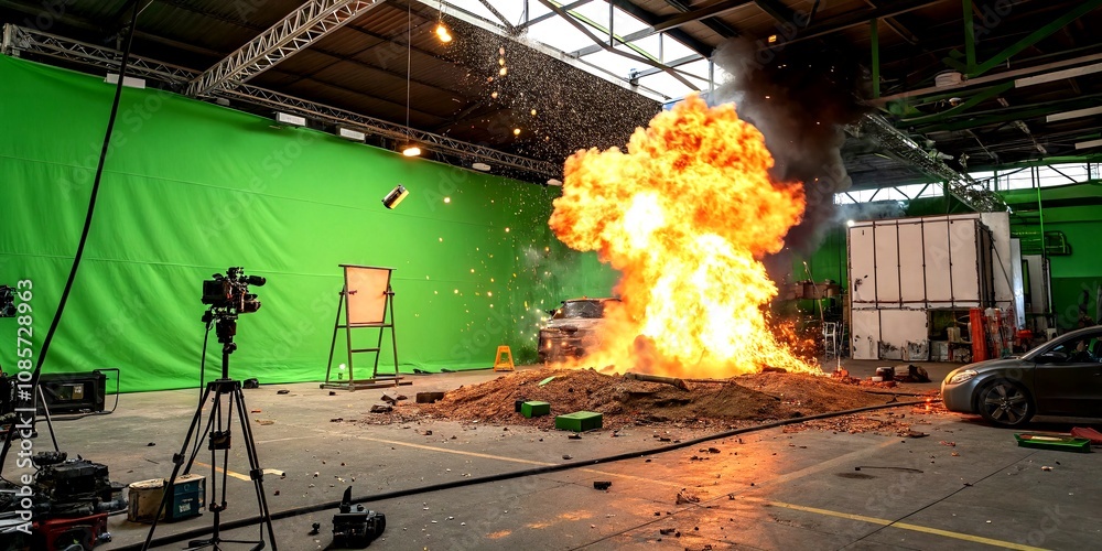 Foto de Stock High-Quality 4K Fire Explosion Animation Green Screen ...