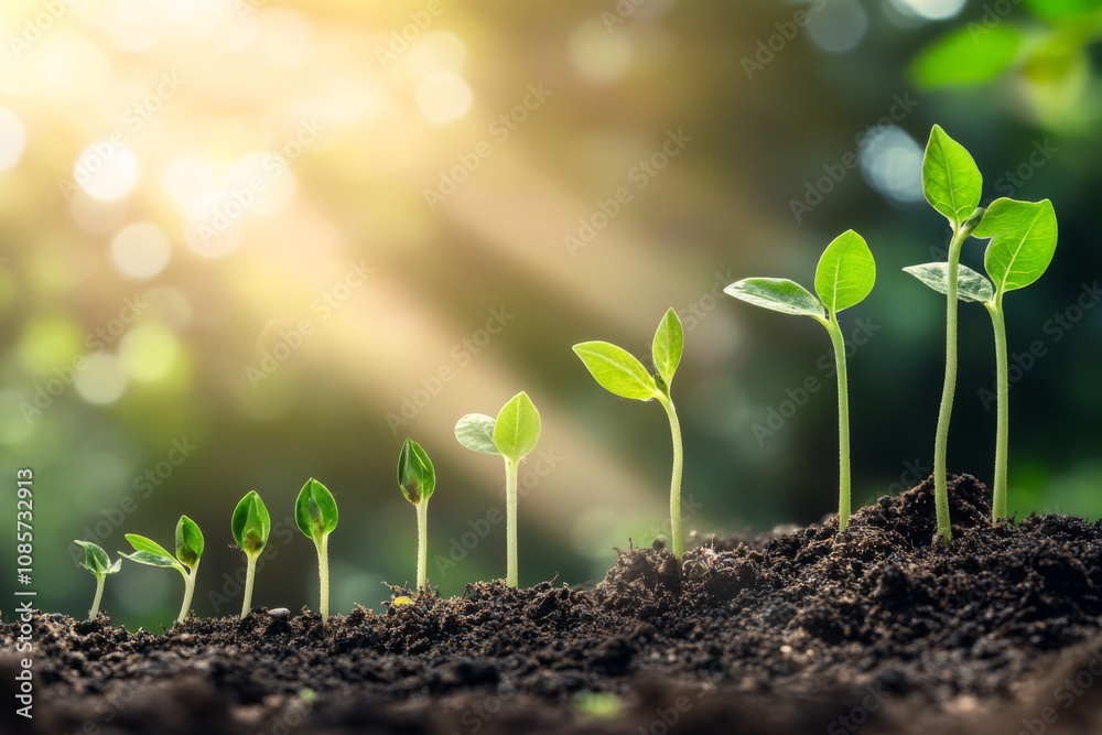 Sprout Growth. Seedling growing steps. Development Process. Saplings ...