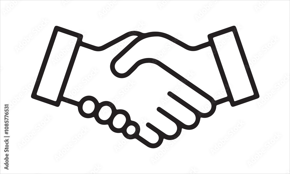 handshake outline vector illustration card, flyer, Hand drawn lettering ...