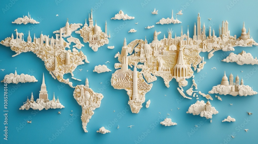 Cultural Map of World Religions: An illustrated map depicting the ...
