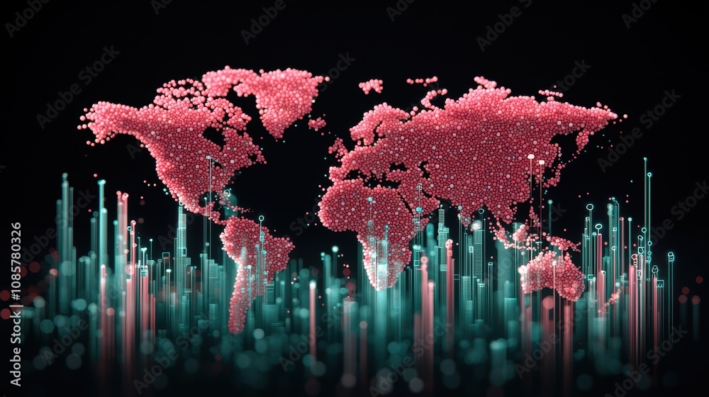Digital Tech Inspired World Maps: A world map with interactive holographic projections ...