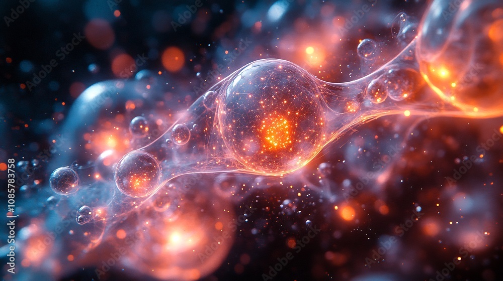 Futuristic digital workspace illustrated illuminated data streams ...