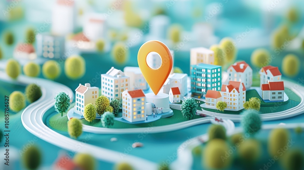 City Map with 3D Buildings and Pin: A dynamic city map with 3D ...