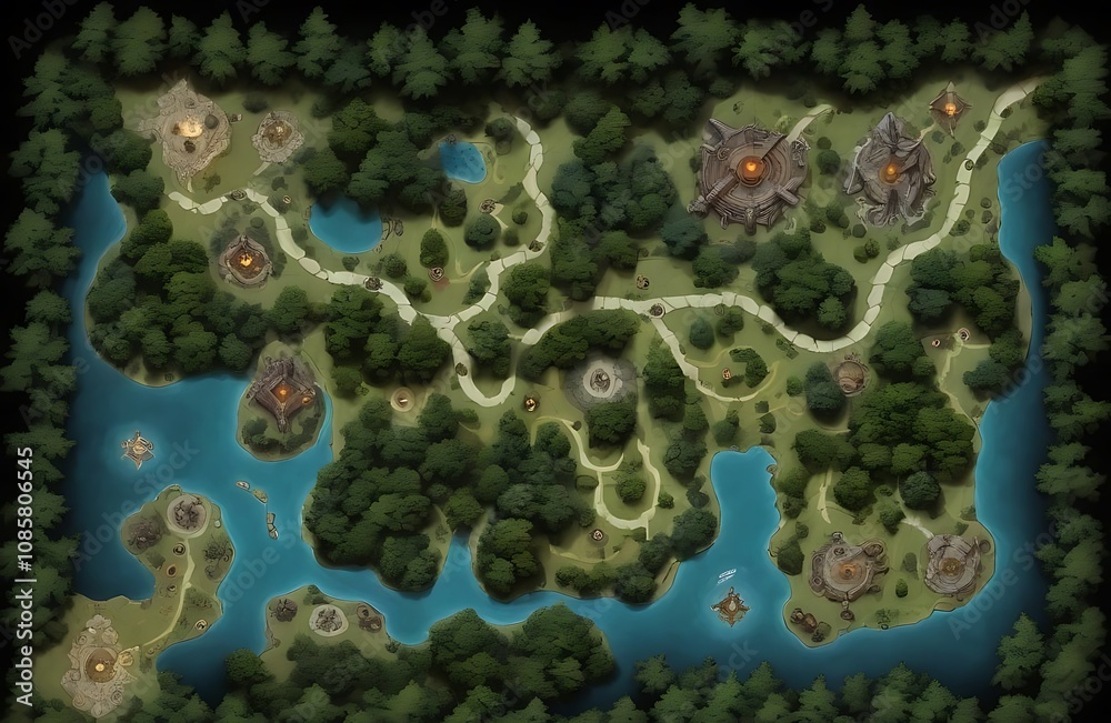 DnD Battlemap Shadow Forest Battlemap: Detailed and immersive map for ...