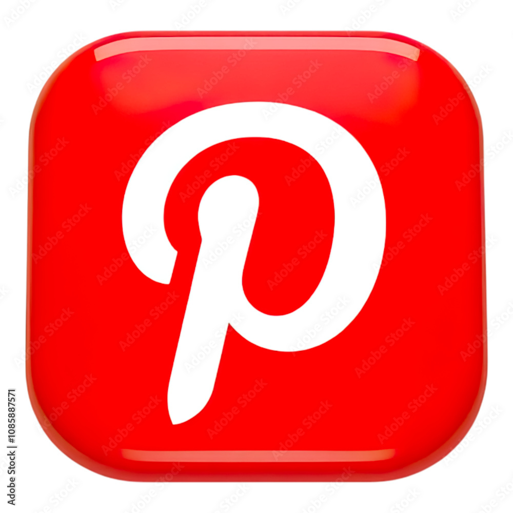 pinterest logo glossy red square icon front view isolated on ...