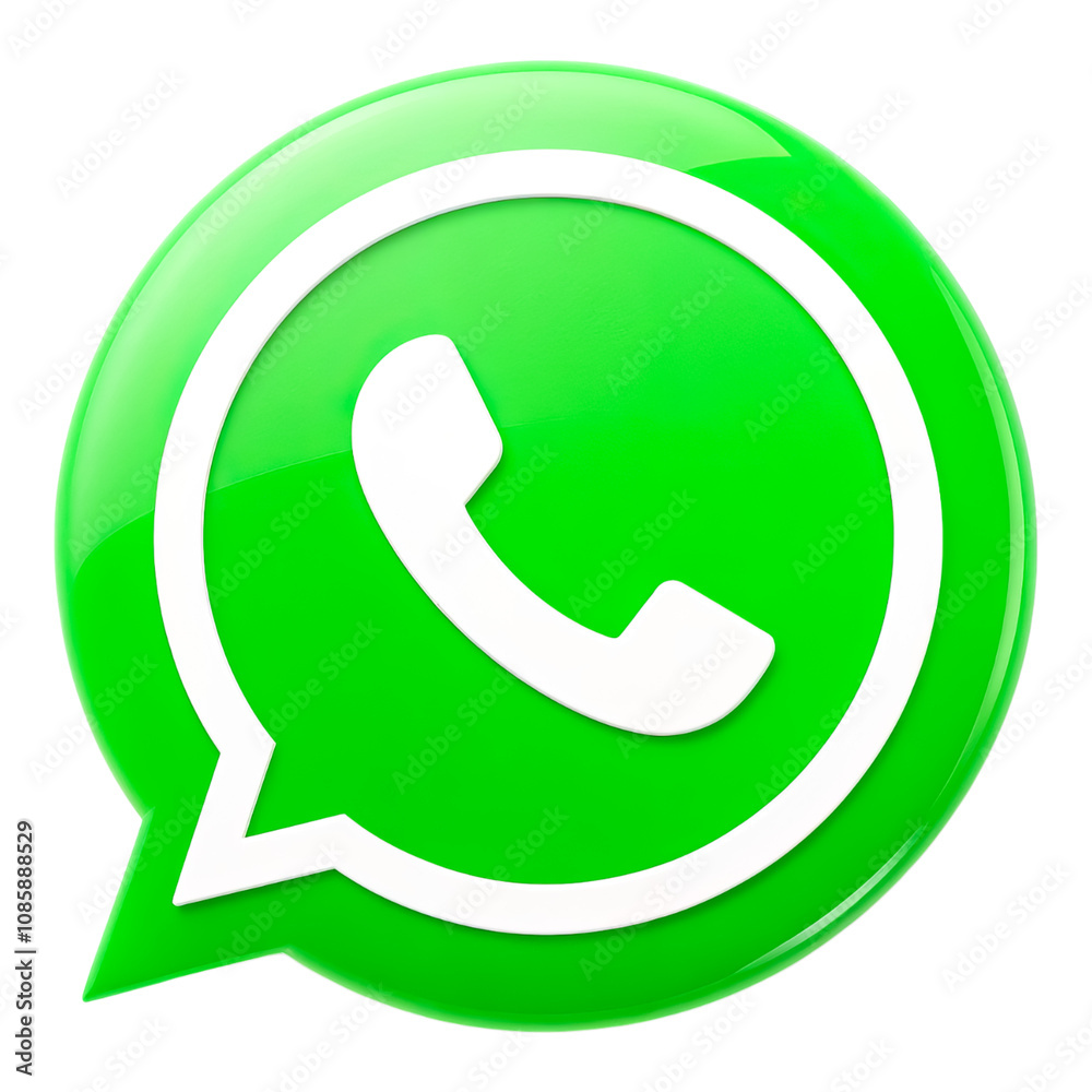 whatsapp logo green glossy finish 3d circle front view isolated on ...