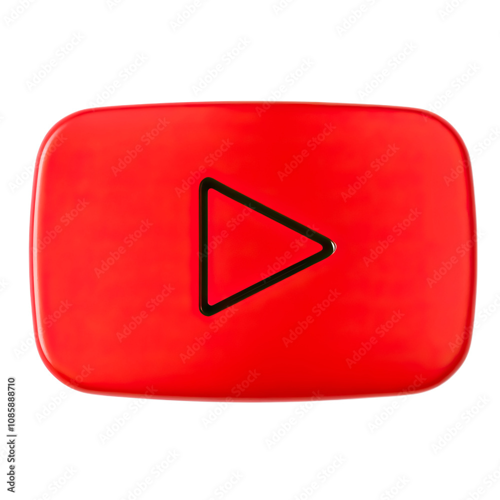 youtube play icon red glossy design square shape front view isolated on ...