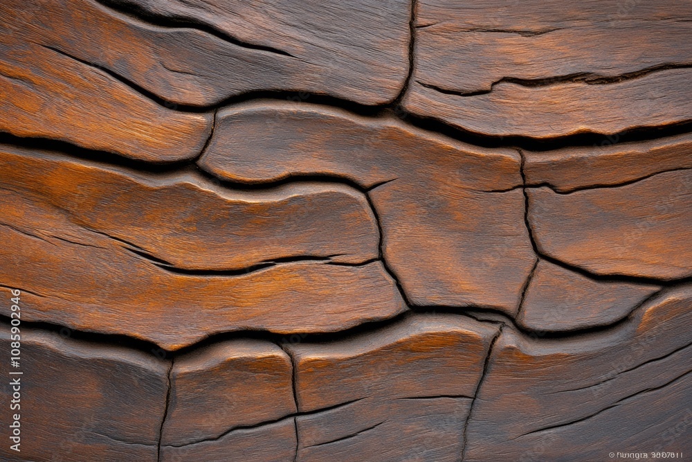 Rustic distressed wood surface with rich brown and dark chocolate tones ...