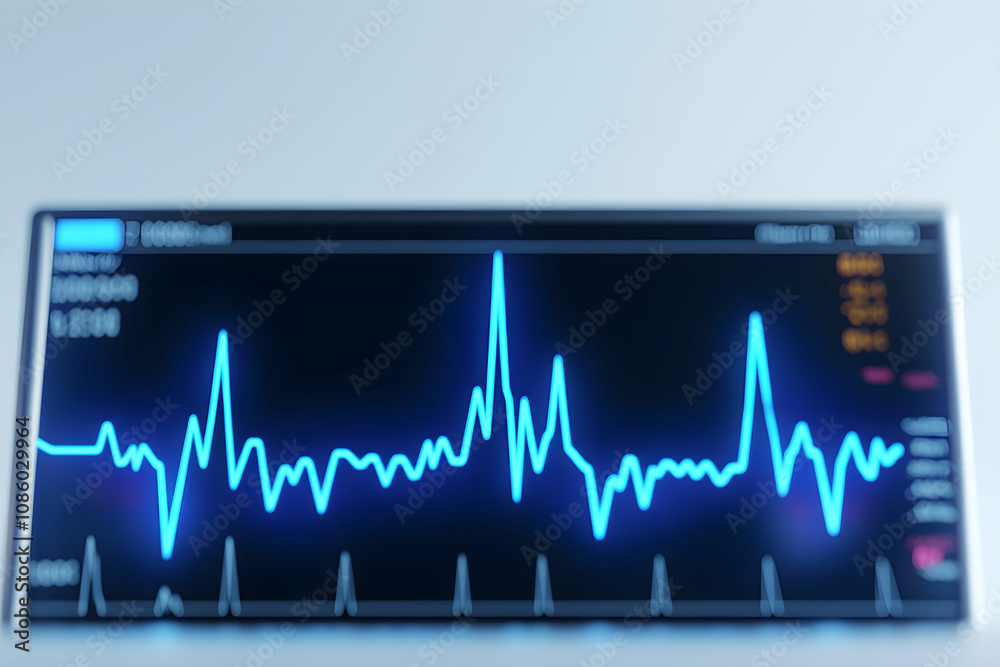 Digital Heart Rate Monitor Displaying Electrocardiogram with Vibrant ...