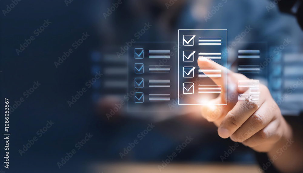 Using and completing a checklist, featuring elements like checkmarks ...