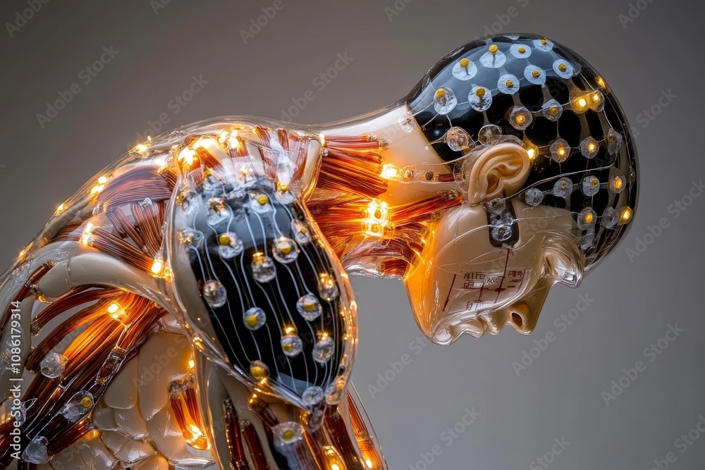 Detailed acupuncture chart of meridian points on a transparent human ...