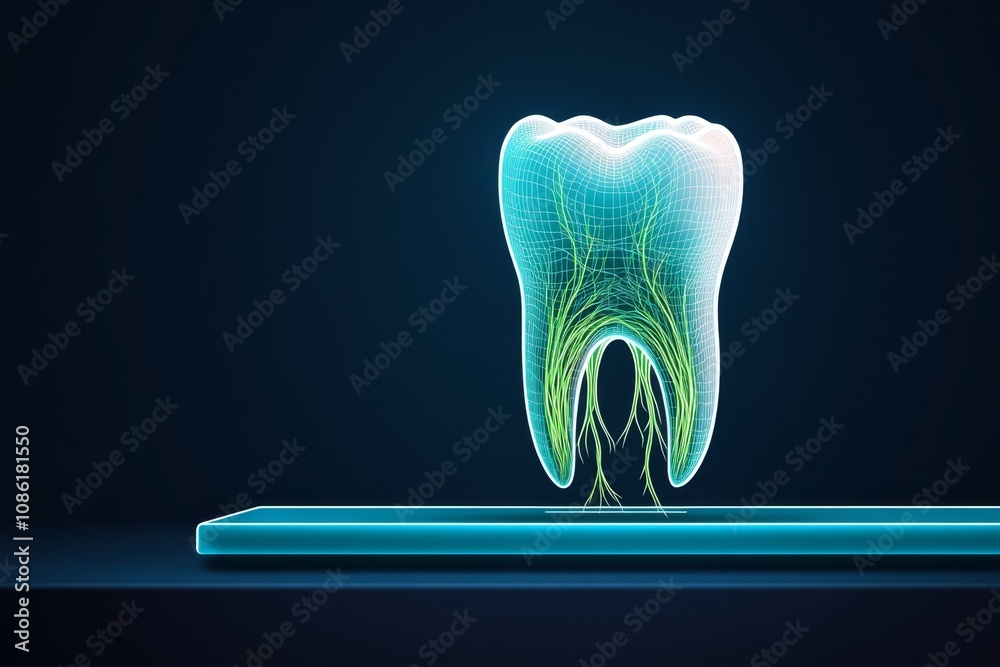 Simplified dental X-ray icon with a single tooth and roots in basic ...