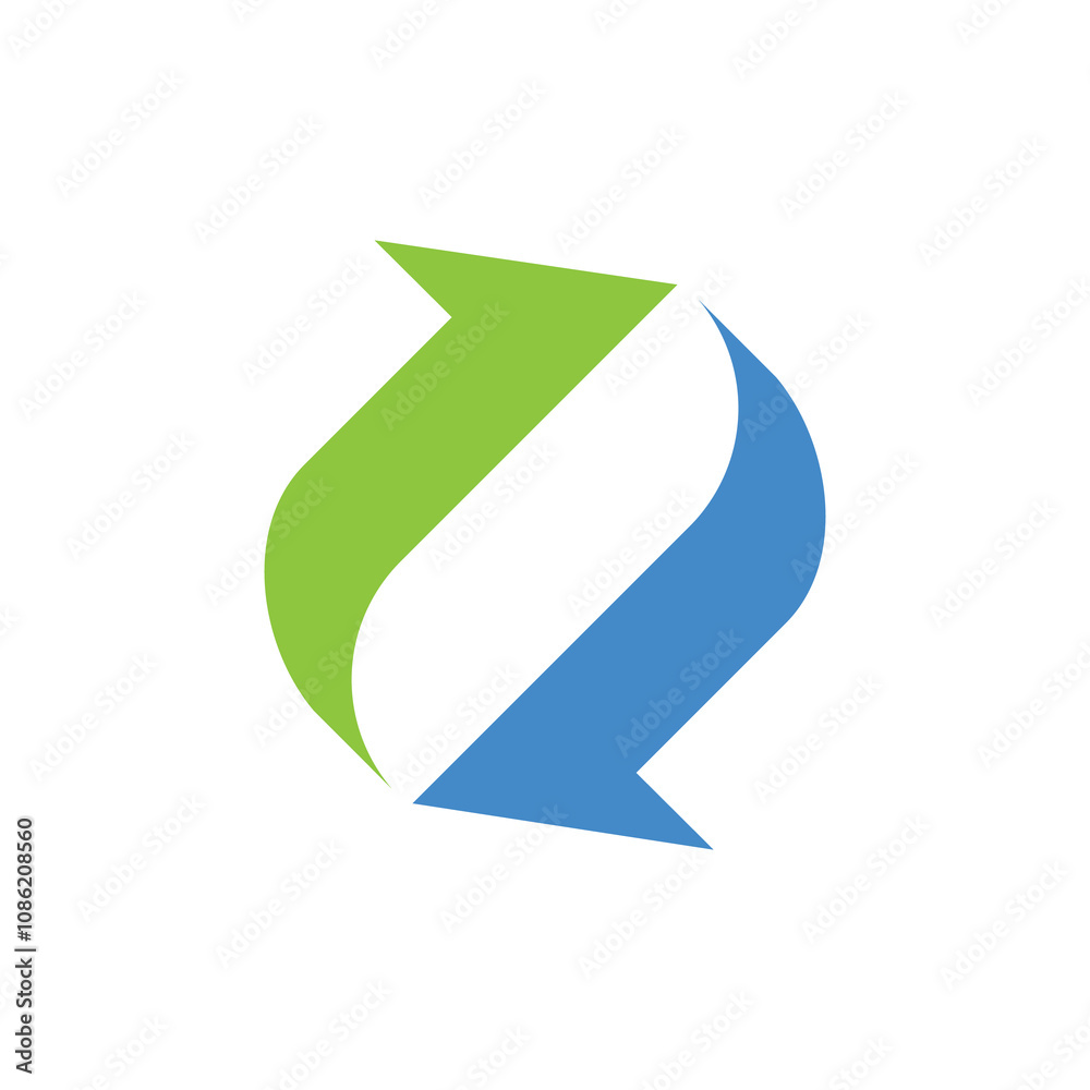 This is a very simple logo design of two arrows encircling in blue and ...