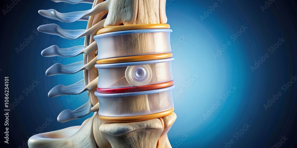 Bulging disc in the human spine, medical condition causing pain and ...