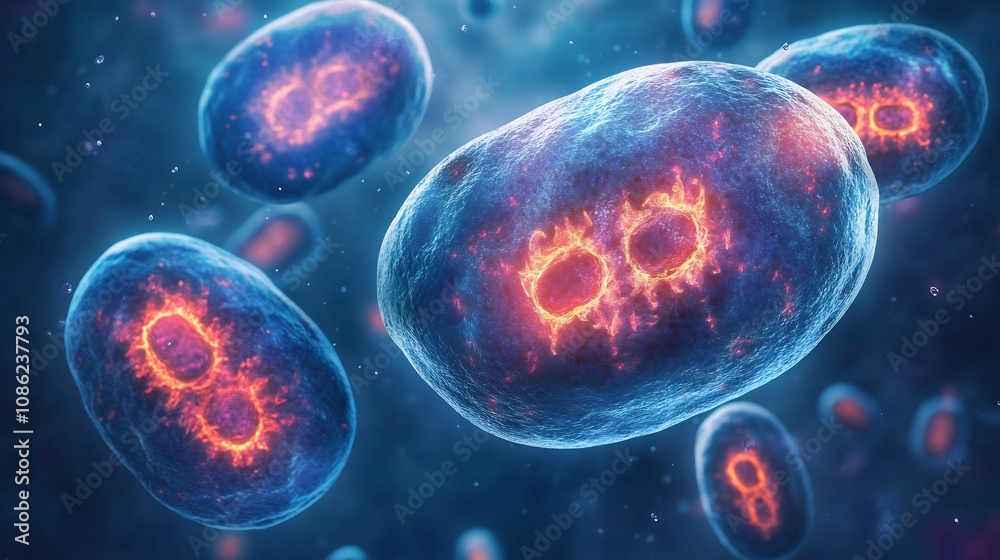 Binary fission prokaryotic cells shown in a modern microbiology ...