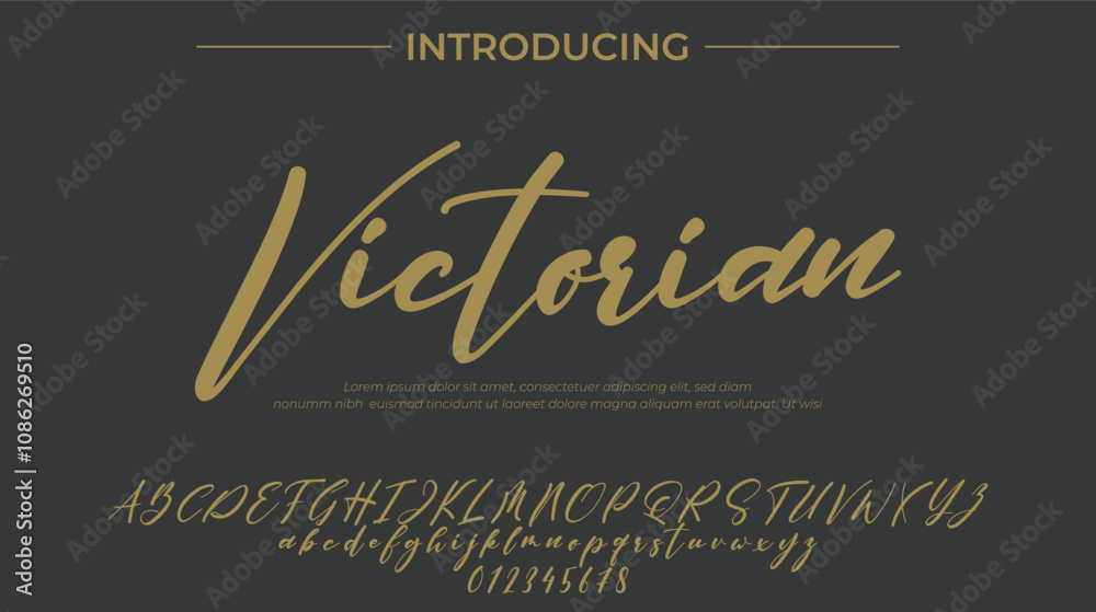 Victorian Font Stylish brush painted an uppercase vector letters ...