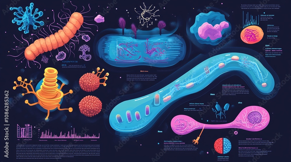Cellular respiration energy production shown in a detailed zoology ...
