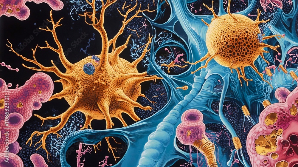 Cytoskeleton components cellular support shown in a detailed zoology ...