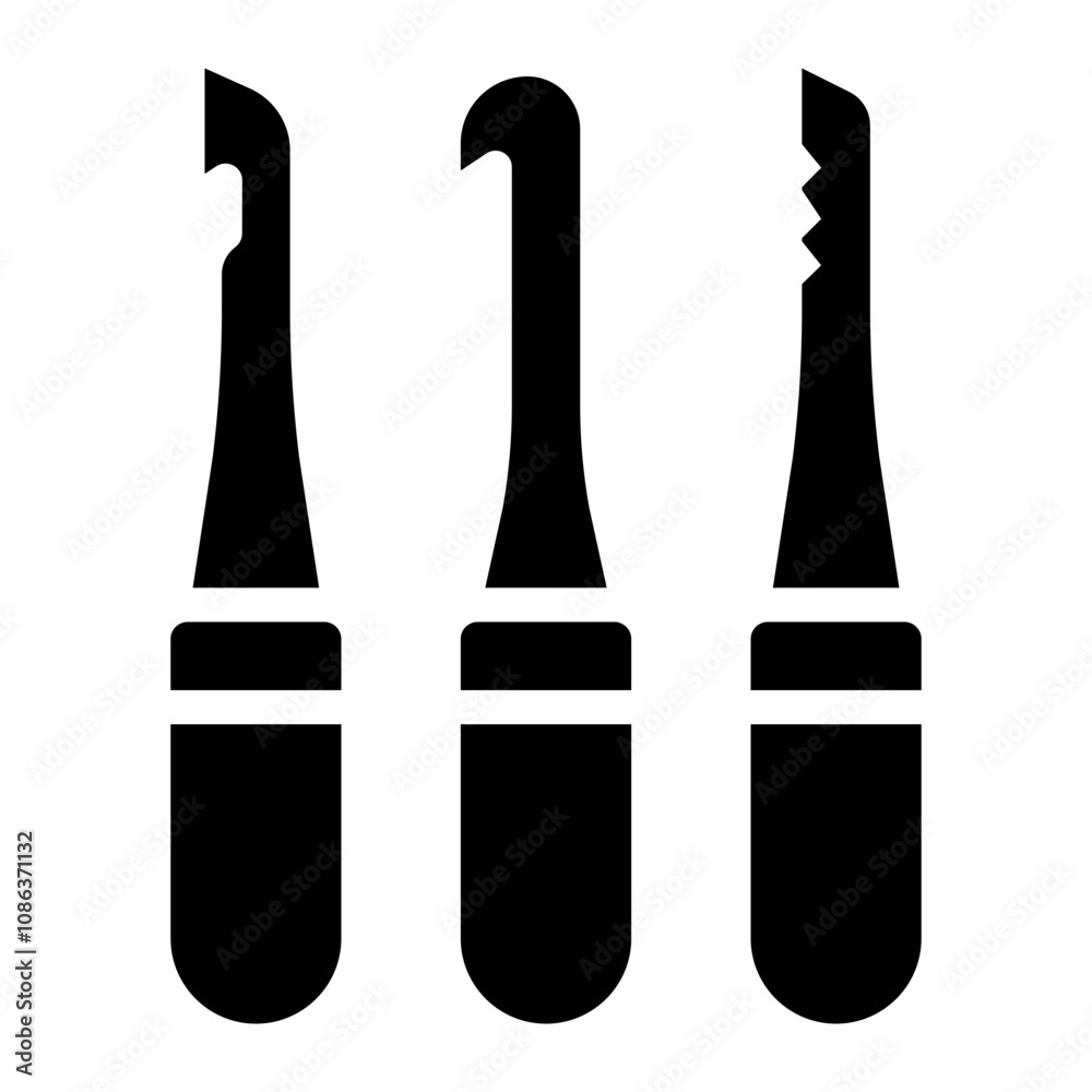 Key extractor set glyph icon used in removing broken keys from locks ...
