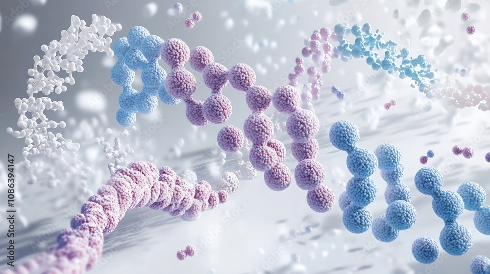 Genetic code codon usage depicted in a modern bio research diagram ...