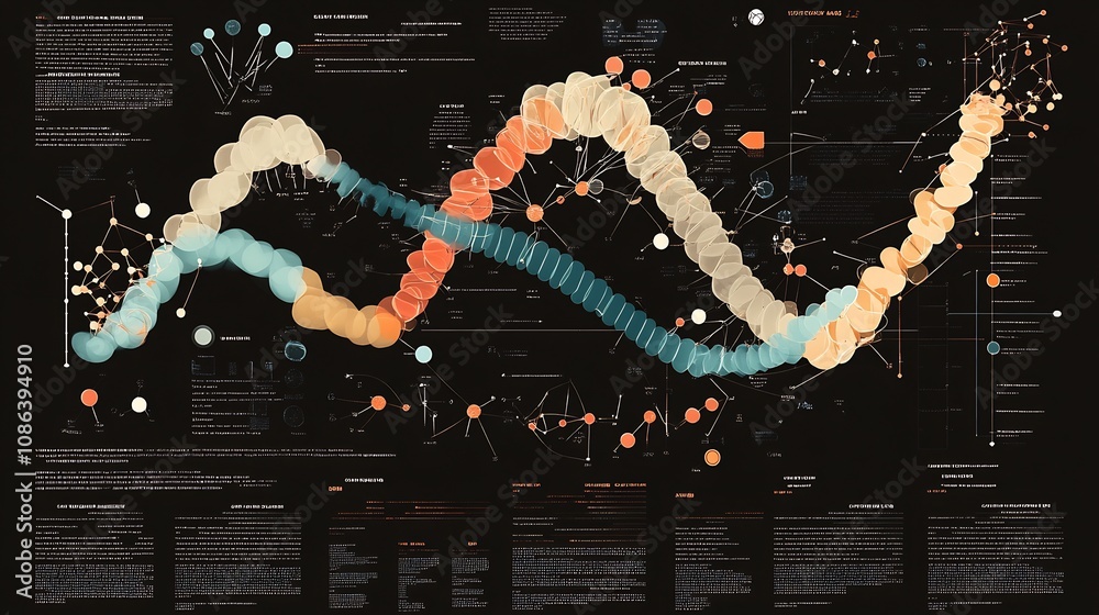 Genetic code protein synthesis illustrated in a detailed biology chart ...