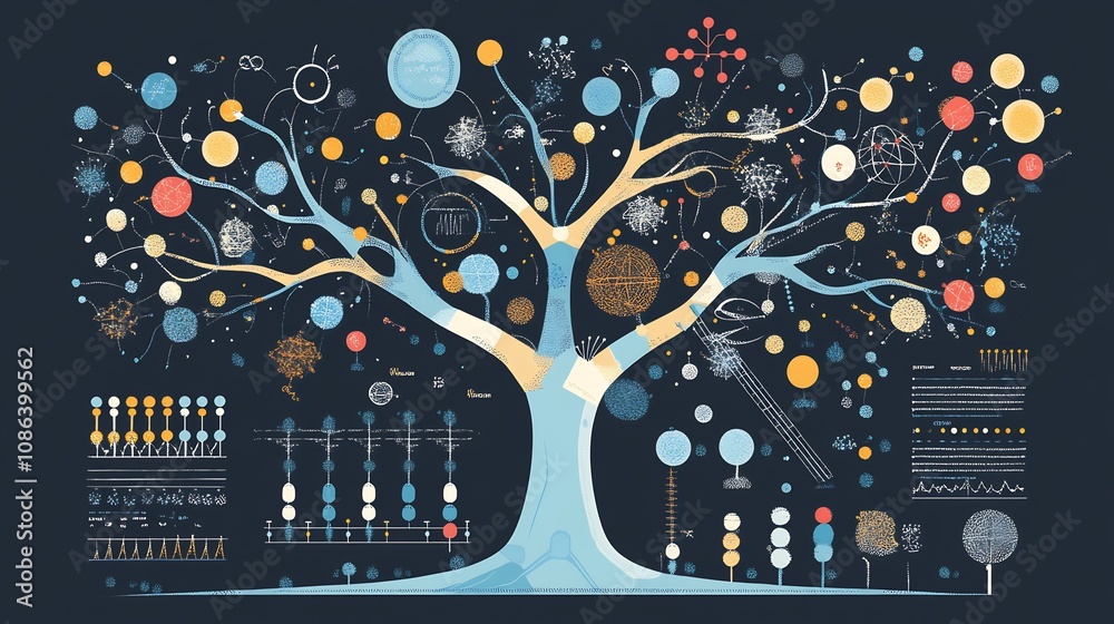 Genetic material inheritance patterns shown in a detailed biology ...