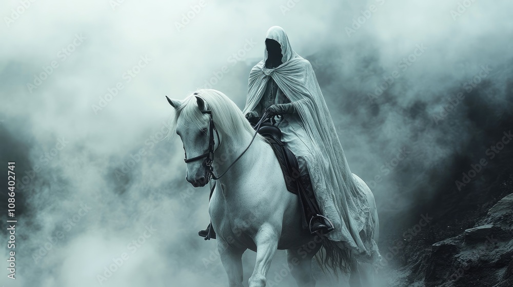 Apocalyptic Vision: pale horse and its rider, symbolising mortality and ...