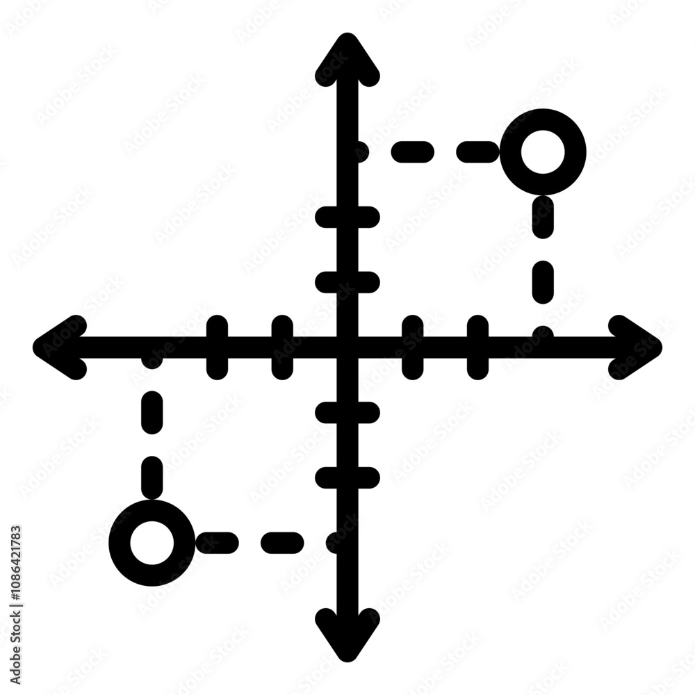 Cartesian plane Graph outline icon Stock Vector | Adobe Stock