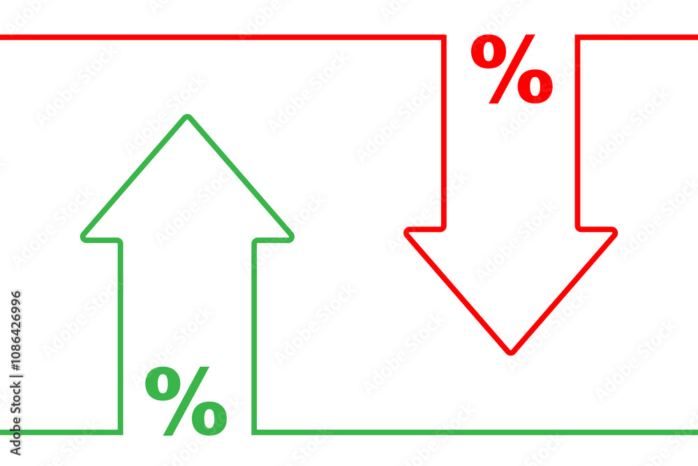 Increasing and decreasing concept. Line drawn upward and downward ...