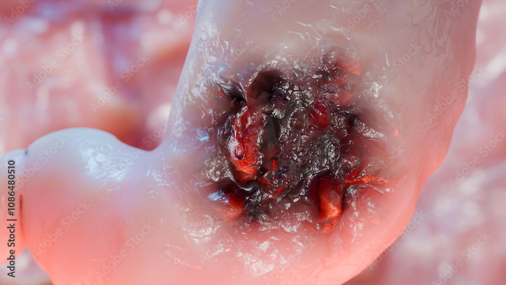Stomach cancer. stages tumor growth in digestive system, Peptic Ulcer ...