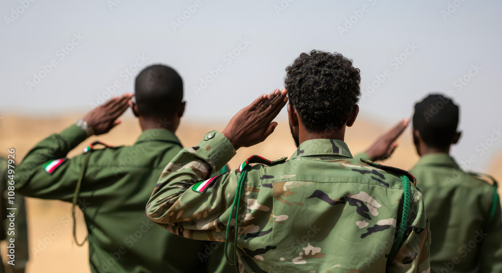 Sudanese soldiers giving salute during ceremony military, glory and ...