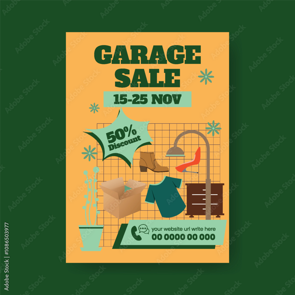 Modern editable Garage sale print flyer or poster template, Yard sale ...