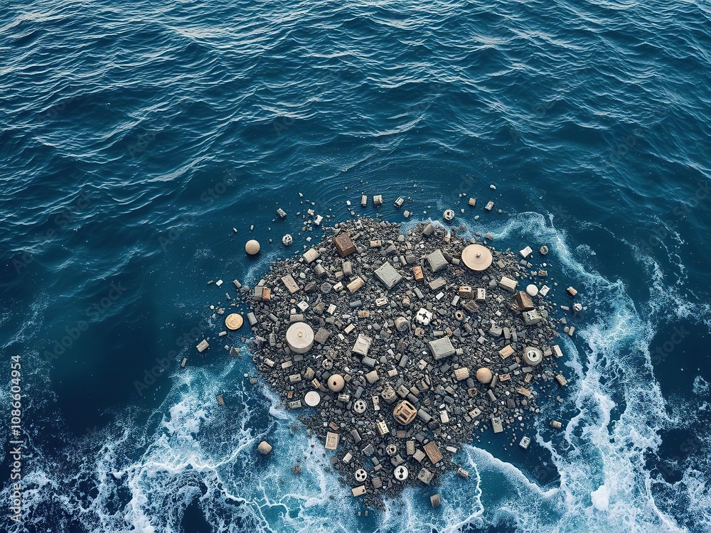 Debris scattered across the surface of the ocean after a nuclear ...