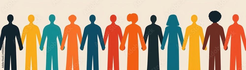 Diverse group of people holding hands in unity, representing ...