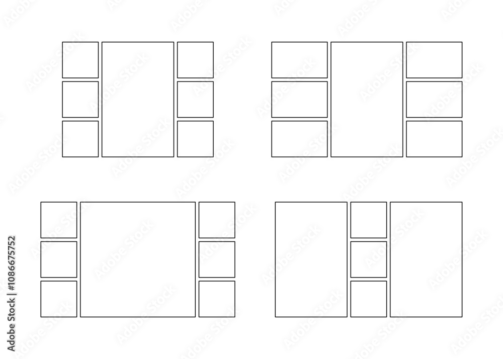 Frame collage from square and rectangle shape for photo, image template ...