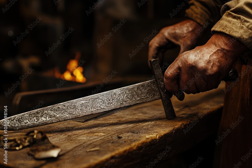 The process of making a Damascus sword involves layering different ...