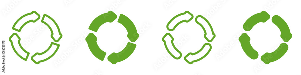 Recycle icon set. Recycling sign vector. Rubbish recycle green logo ...